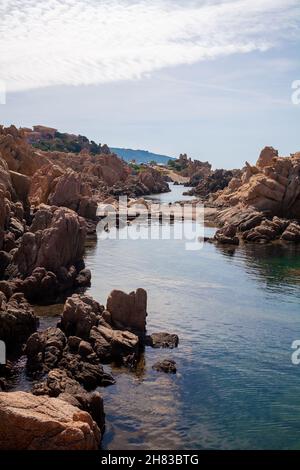 Beautiful stone coast splashed by seawater. Look on an open sea Stock ...