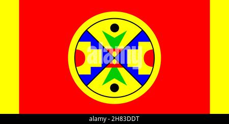 flag of Eel Ground First Nation , Canada at cloudy sky background on ...