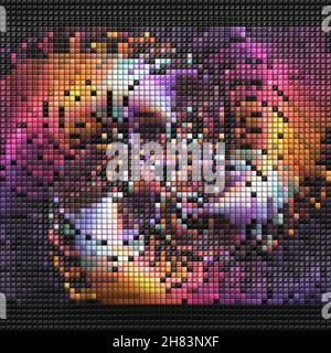 3D render of puff pixels colorful fractal ornament mosaic background ...