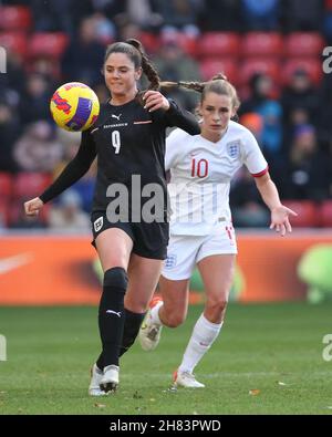 Ella Ann Toone of England and Sarah Puntigam of Austria in action ...