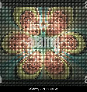 3D render of puff pixels colorful fractal ornament mosaic background ...