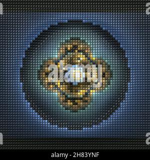 3D render of puff pixels colorful fractal ornament mosaic background ...