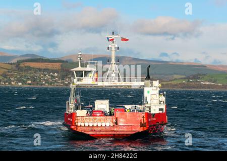 Western ferries, car and passenger ferry, Sound of Soay, sailing across ...