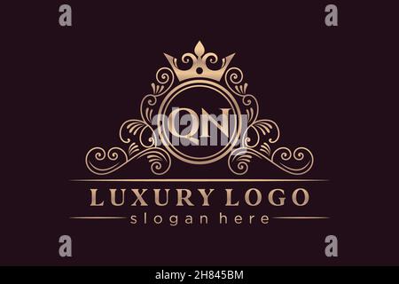 QN Initial Letter Luxury calligraphic feminine floral hand drawn ...