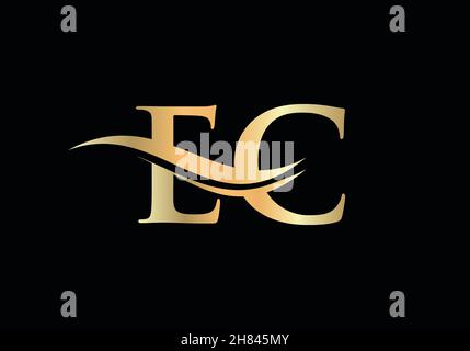 premium EC logo monogram with gold circle frame. luxury initials design ...