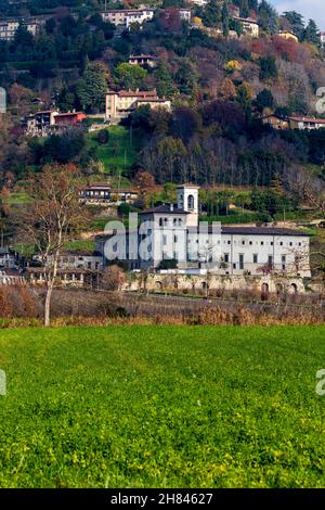 Astino Valley, Bergamo, Italy: Monastery of San Sepolcro in a autumnal ...