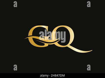 premium GQ logo monogram with gold circle frame. luxury initials design ...
