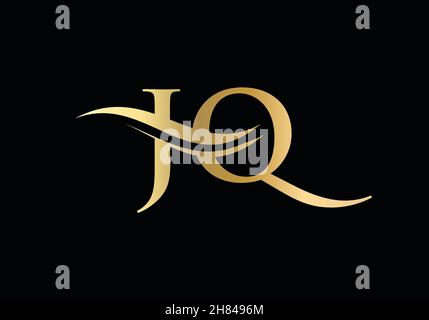 premium JQ logo monogram with gold circle frame. luxury initials design ...
