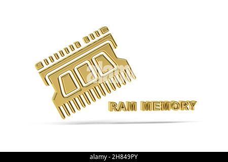 Golden 3d RAM Memory icon isolated on white background - 3d render ...
