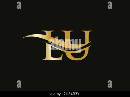premium LU logo monogram with gold circle frame. luxury initials design ...