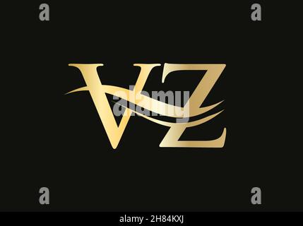 VZ Logo design vector. Swoosh letter VZ logo design. Initial VZ letter ...