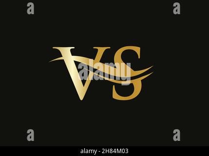 Creative Letter VS Logo Vector Template With Black Color. VS Logo ...