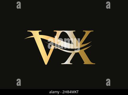 Creative Letter VX Logo Vector Template With Black Color. VX Logo ...