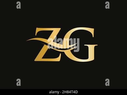 premium ZG logo monogram with gold circle frame. luxury initials design minimal modern typeface ...