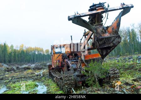 Forestry. Trenching plough, plow ditcher (backhoe; diker) - plough ...