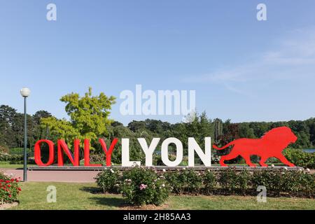 Lyon, France - May 28, 2015: Lyon cityscape in the park of the golden ...