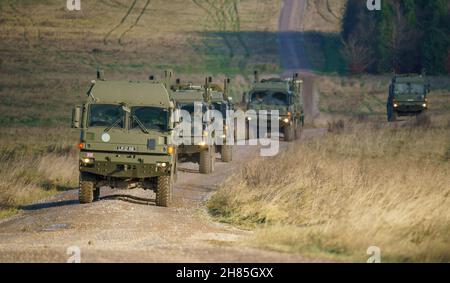 Convoy of British army MAN SV HX77 8x8 EPLS Heavy Utility Trucks in ...