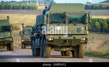 Convoy of British army MAN SV HX77 8x8 EPLS Heavy Utility Trucks in ...