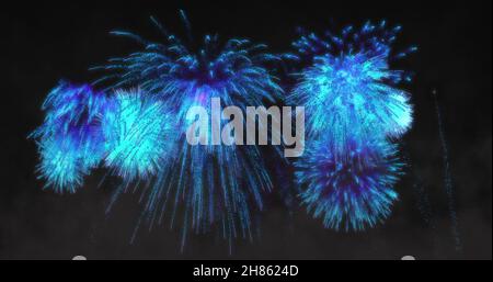Image of blue fireworks exploding on black background Stock Photo - Alamy