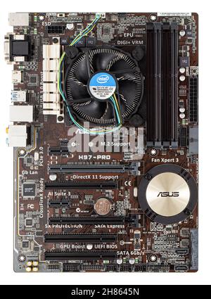 Radiator on the central processor. Macro shot. Selective focus. Shallow ...