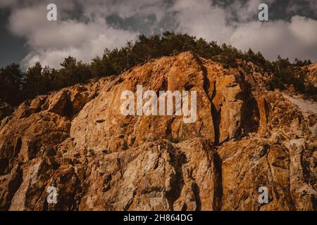 An aerial view of the Red rock at Rosia Montana Romania Stock Photo - Alamy