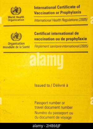 International certificate of vaccination against yellow fever. Official ...