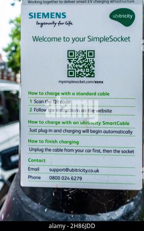 Simple Socket car charging point in London Street Stock Photo - Alamy