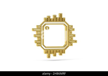 Golden 3d CPU icon isolated on white background - 3d render Stock Photo - Alamy