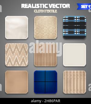 Textile texture color realistic square samples collection of home ...