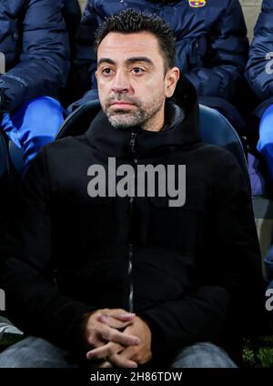 Xavi Hernandez head coach of Barcelona sitting on the bench during the ...