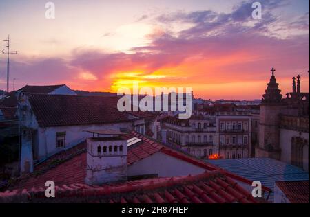 Beautiful Coimbra town over sunset,Portugal Stock Photo - Alamy