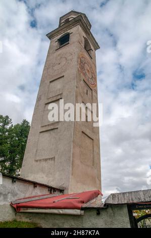 St. Mauritius Church Clock Tower with Snow Dusted Trees in Zermatt ...