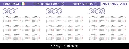 Calendar 2023 in Irish language, week starts on Monday. Vector calendar ...
