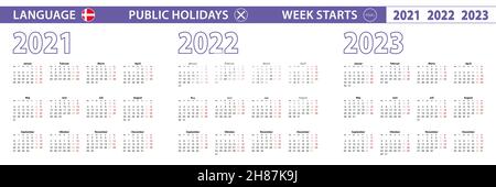 Simple calendar template in Danish for 2020, 2021, 2022 years. Week ...