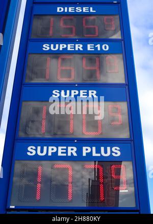 Prices At German Gas Station Stock Photo - Alamy
