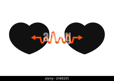 Two hearts connected by arrow. Love vector concept. Empathy ...