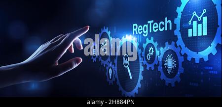 Regtech Regulation and supervision technology concept on virtual screen ...