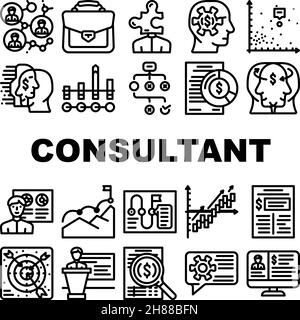 Business Consultant Advicing Icons Set Vector Stock Vector Image & Art ...