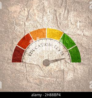 Education level scale with arrow. The measuring device icon. Sign ...
