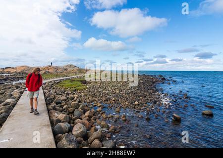 Halmstad: causeway to a rock island in Steningestrand, Kattegat sea ...