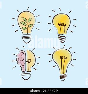 four bulbs doodle set icons Stock Vector Image & Art - Alamy