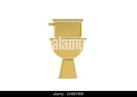 Golden 3d toilet icon isolated on white background - 3d render Stock Photo - Alamy