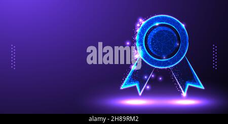 Medal low poly design, Reward abstract geometric image, prize place ...