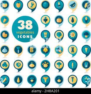 Cauliflower flat vector pin map icon. Map pointer. Map markers ...