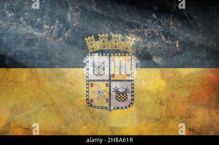 official flag of Yauco, Puerto Rico untied states of America at cloudy ...