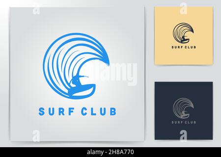 man surfing, and wave logo Designs Inspiration Isolated on White ...