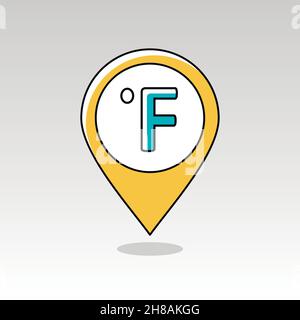 Degrees Fahrenheit outline pin map icon. Map pointer. Map markers ...
