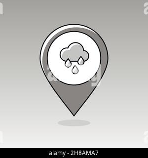 Rain Cloud Rainfall outline pin map icon. Map pointer. Map markers ...