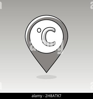 Degrees Celsius outline pin map icon. Map pointer. Map markers ...