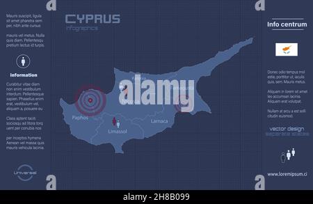 Cyprus political map of administrative divisions - districts. 3D map in ...